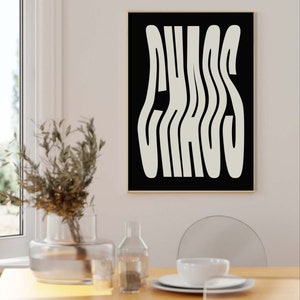 CHAOS Print Digital Wall Art Wavy Print Typography Print Retro Wall Art ...
