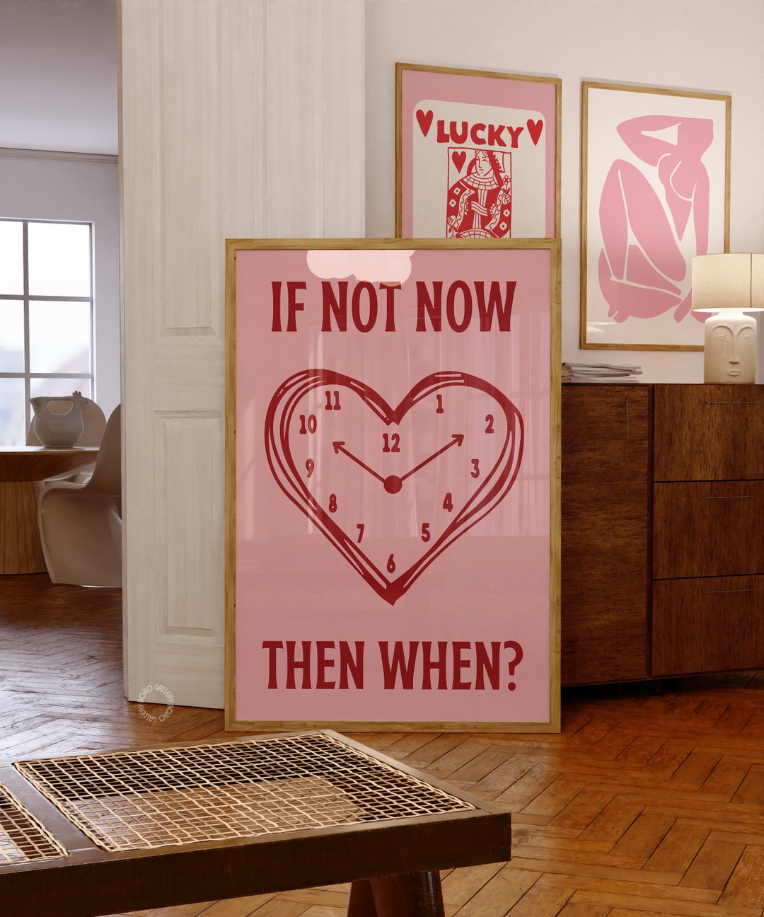 Pink Red Retro Print, Affirmation Poster, Preppy Aesthetic Print, Love ...