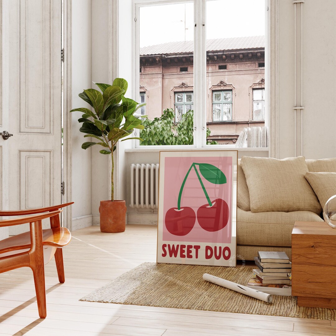 Cherry Wall Art, Red Cherries Art Print, Preppy, Printable, Dorm Room ...