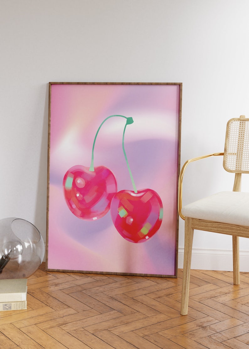 Cherries Art Print | Retro Preppy Y2K Dorm Decor (digital Download) - Etsy