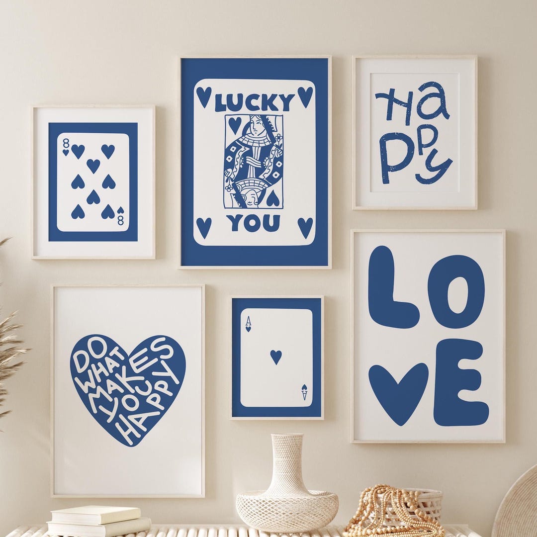 Blue Retro Aesthetic Posters, Trendy Wall Art, College Apartment Decor ...