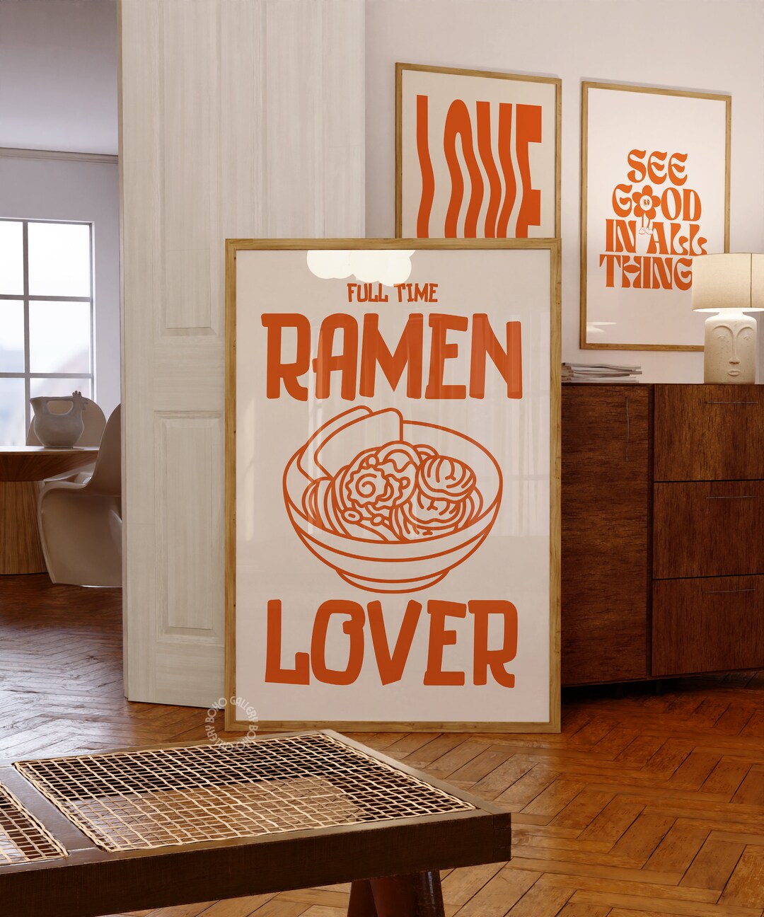 Japanese Ramen Poster, Ramen Lover Wall Art, Noodles Wall Art, Orange ...