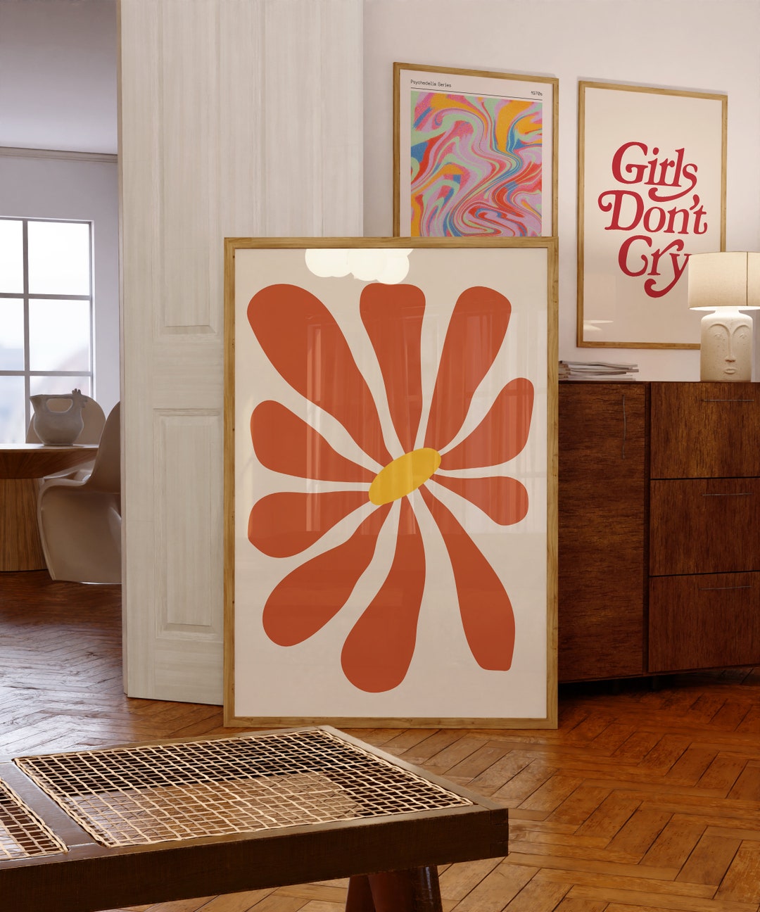 Retro Floral Print | Groovy Botanical Art, Vintage Decor (digital ...