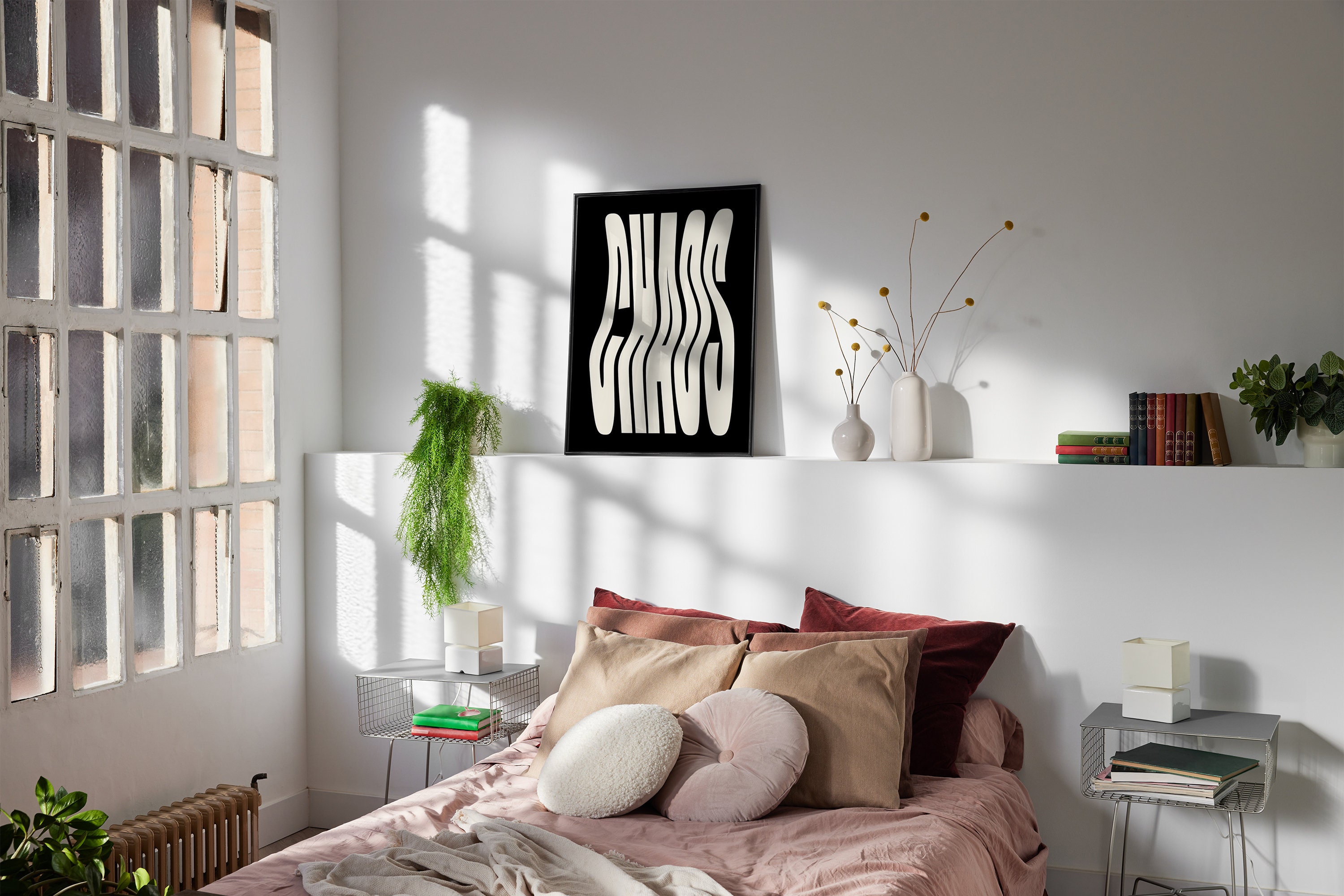 CHAOS Print Digital Wall Art Wavy Print Typography Print Retro - Etsy