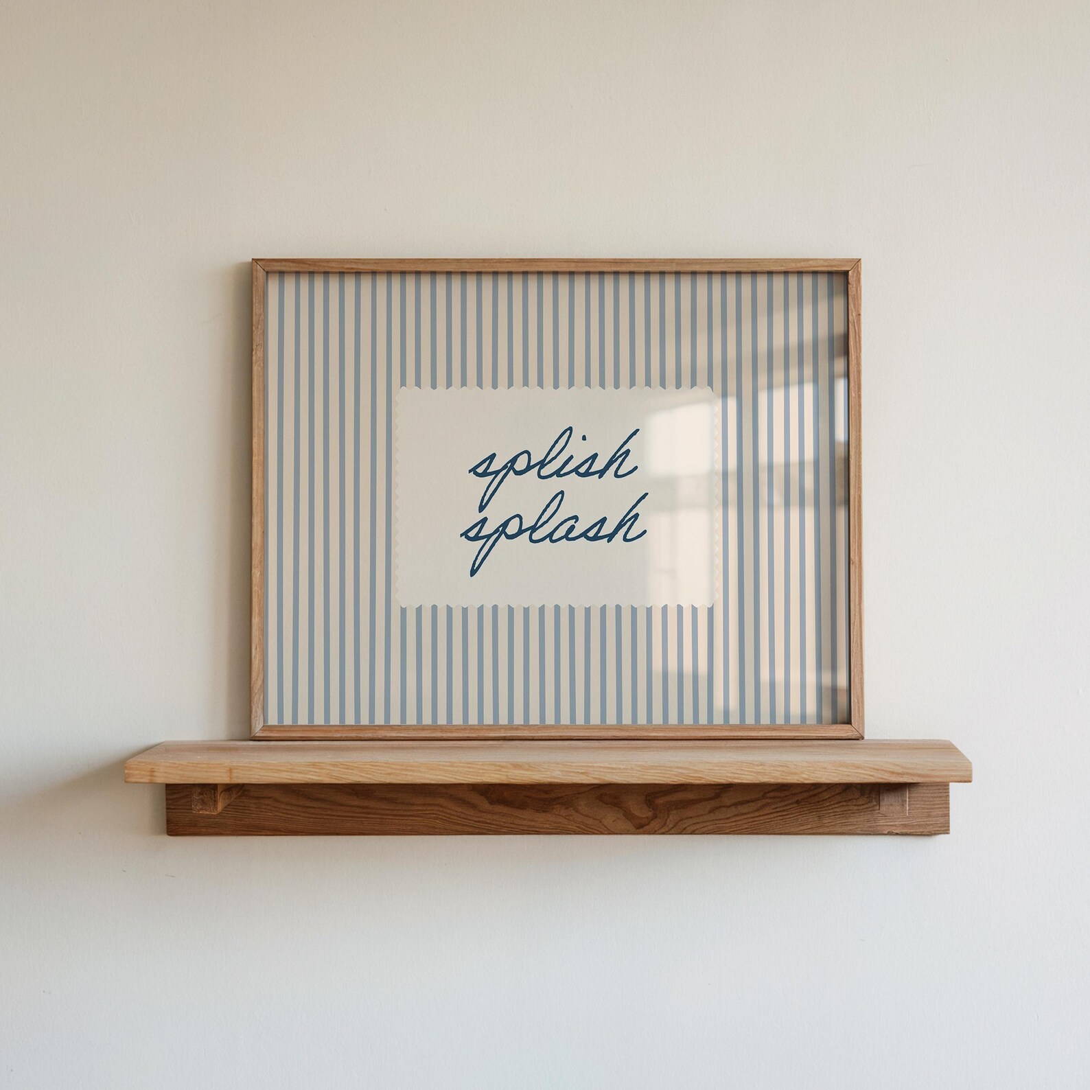 Splish Splash Print: Blue Striped Bathroom Art, Kids Bath Decor ...