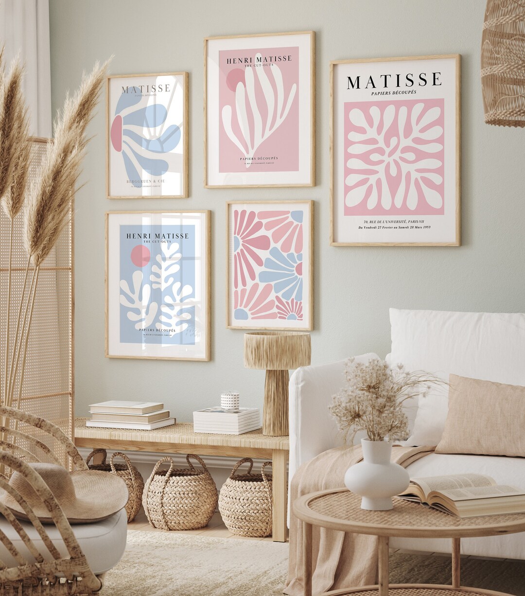 Pink Blue Matisse Print Set Digital Download Pink Blue Wall Art Set of ...