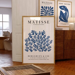 Blue Henri Matisse Set of 3 DIGITAL DOWNLOAD Navy Blue Gallery Wall Set Navy Blue Print Set of 3 ...