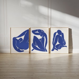 Blue Gallery Wall Set Henri Matisse Set of 3 Prints Navy Blue Poster Set Blue Matisse Prints ...