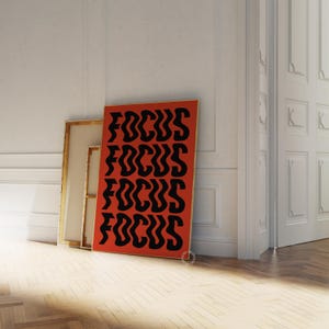 FOCUS Wavy Print, Retro Typography Print, Aesthetic Room Decor, Trendy ...