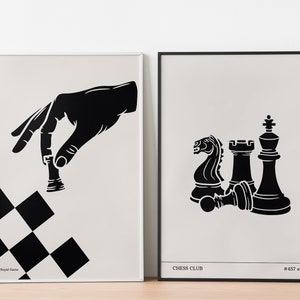 Chess Prints Gallery Wall Set of 2 Vintage Chess Poster Retro Wall Art ...