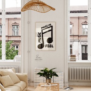 Retro Music Note Print: "music Makes Me Feel" Wall Art (digital ...
