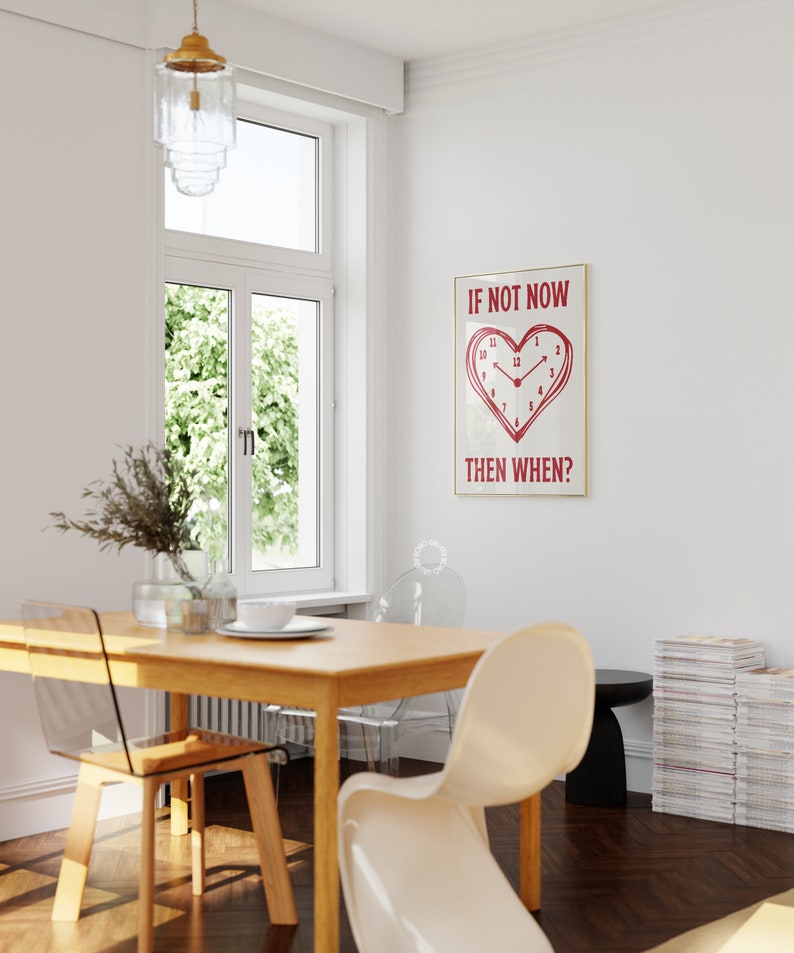 Red Heart Clock Print, Retro Wall Art (digital Download) - Etsy