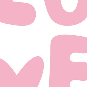 Pink Preppy Gallery Wall Art Set: Love, Lucky You, Hearts (digital ...