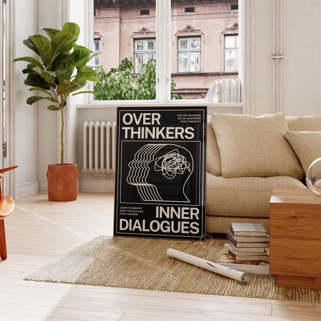 Overthinker Retro Print, Mid-century Modern Art, Dorm Decor - Etsy