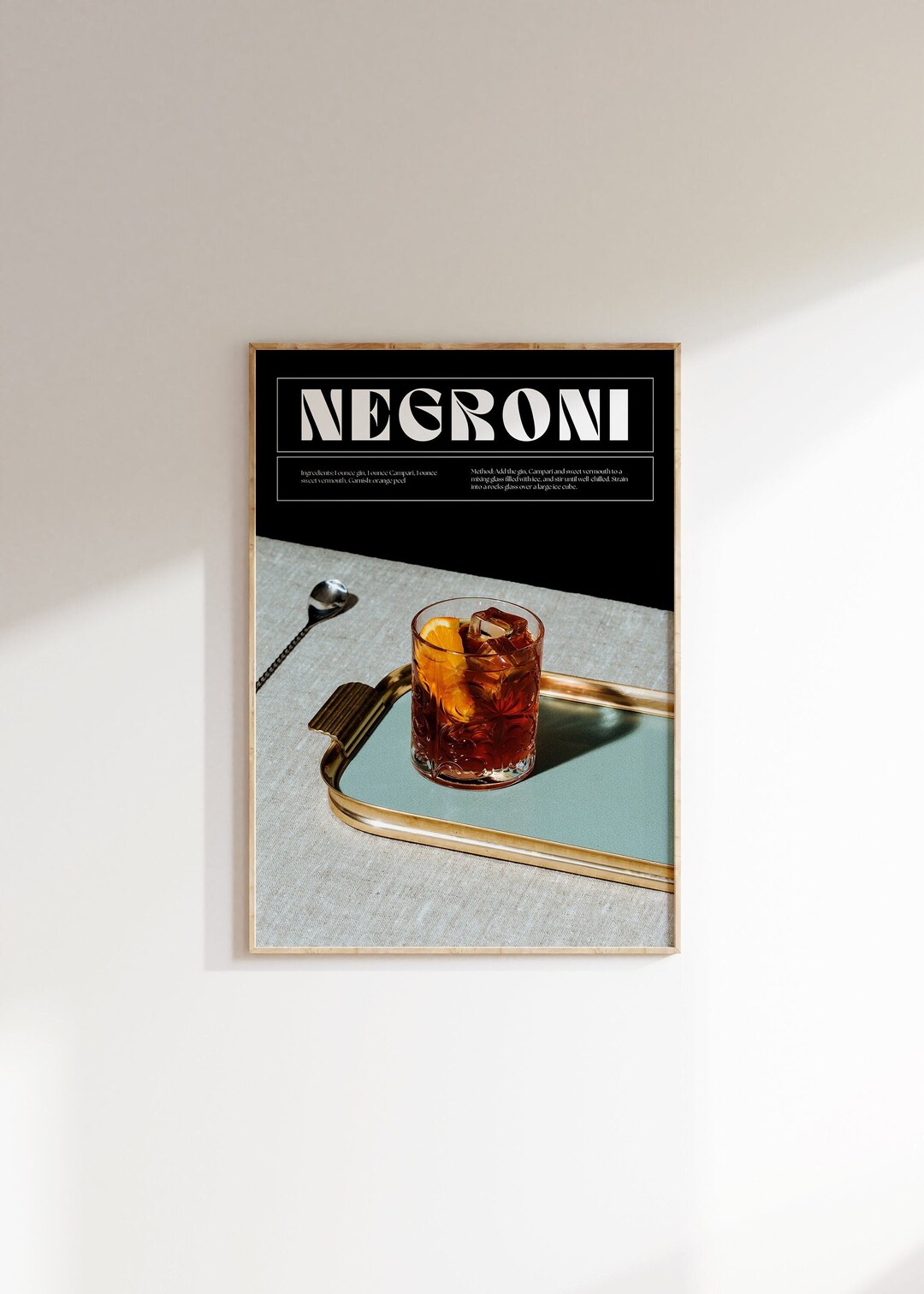 Negroni Print Retro Cocktail Wall Art PRINTABLE Bar Cart Decor Negroni ...
