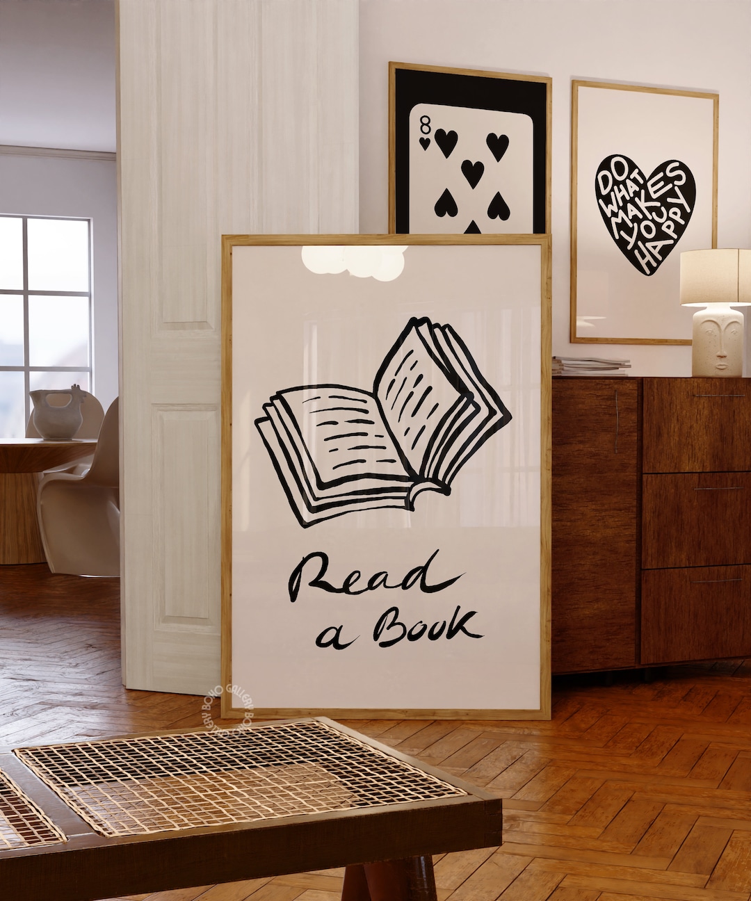 Retro Hand-drawn Book Print, Vintage Wall Art, Book Lover Poster ...