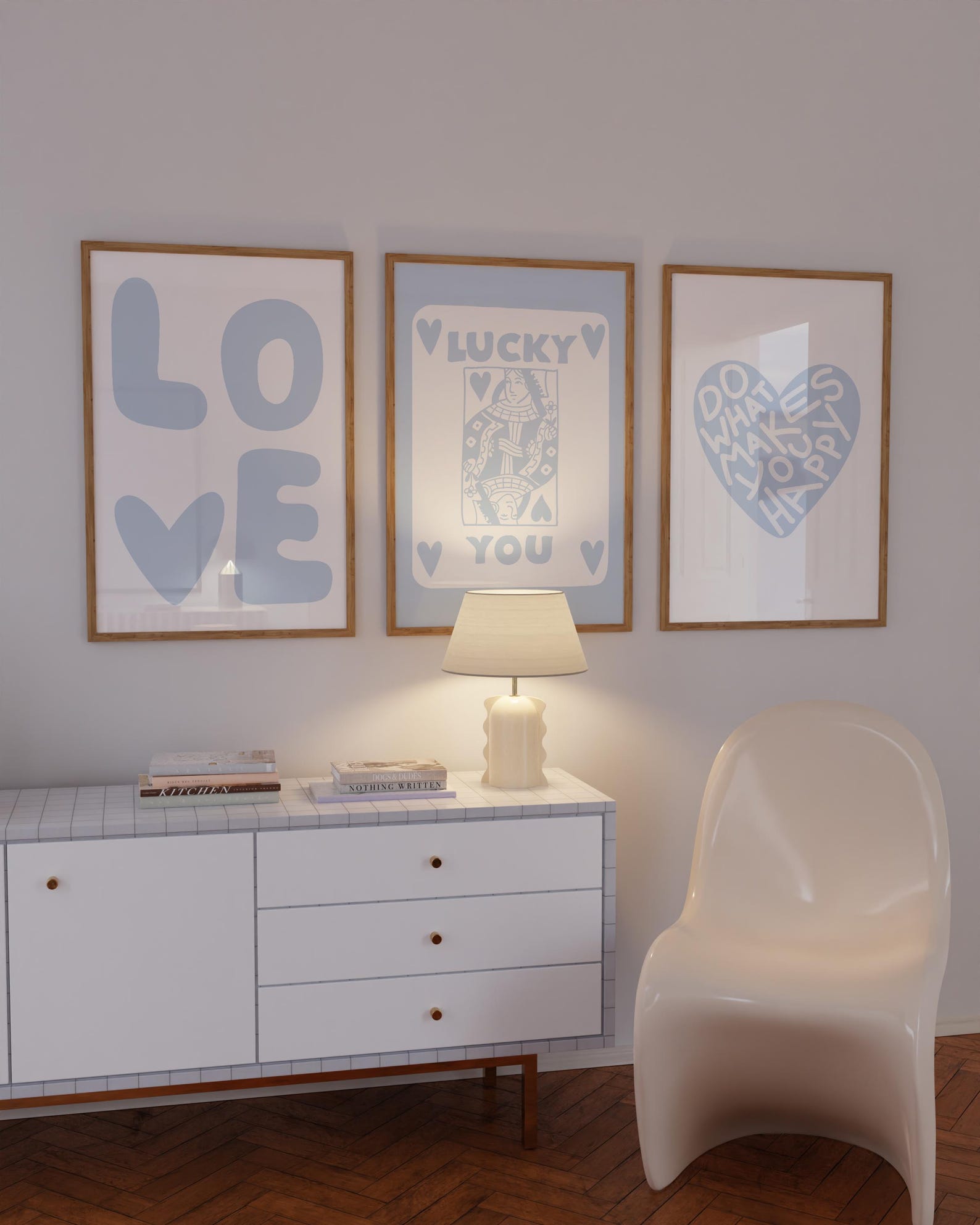 Blue Preppy Wall Art Prints: Heart, Love, Lucky You Poster (digital ...