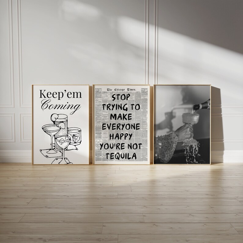 Retro Bar Cart Prints: Trendy Kitchen Wall Art (digital Download) - Etsy