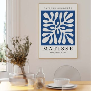 Navy Blue Matisse Wall Art Set of 6 Prints, Blue Boho Print, Matisse Exhibition Poster, Navy ...