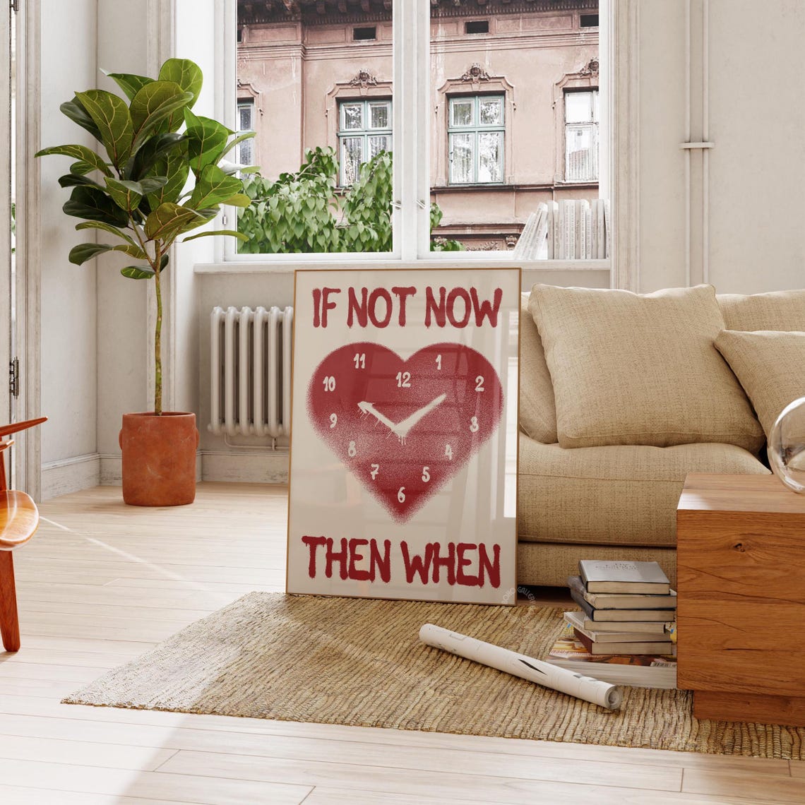 Red Heart Clock Poster: Preppy Y2K Dorm Decor (digital Download) - Etsy