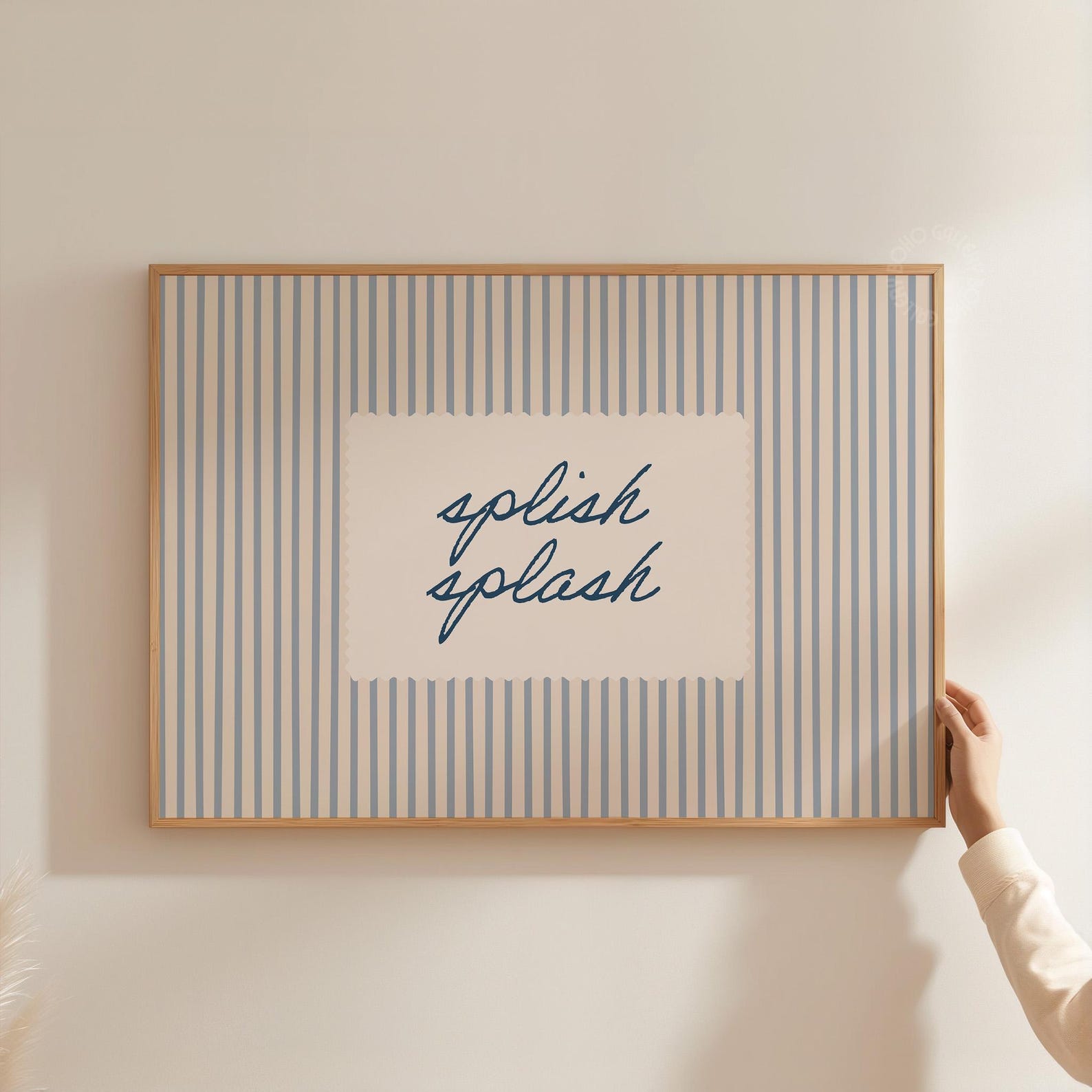 Splish Splash Print: Blue Striped Bathroom Art, Kids Bath Decor ...
