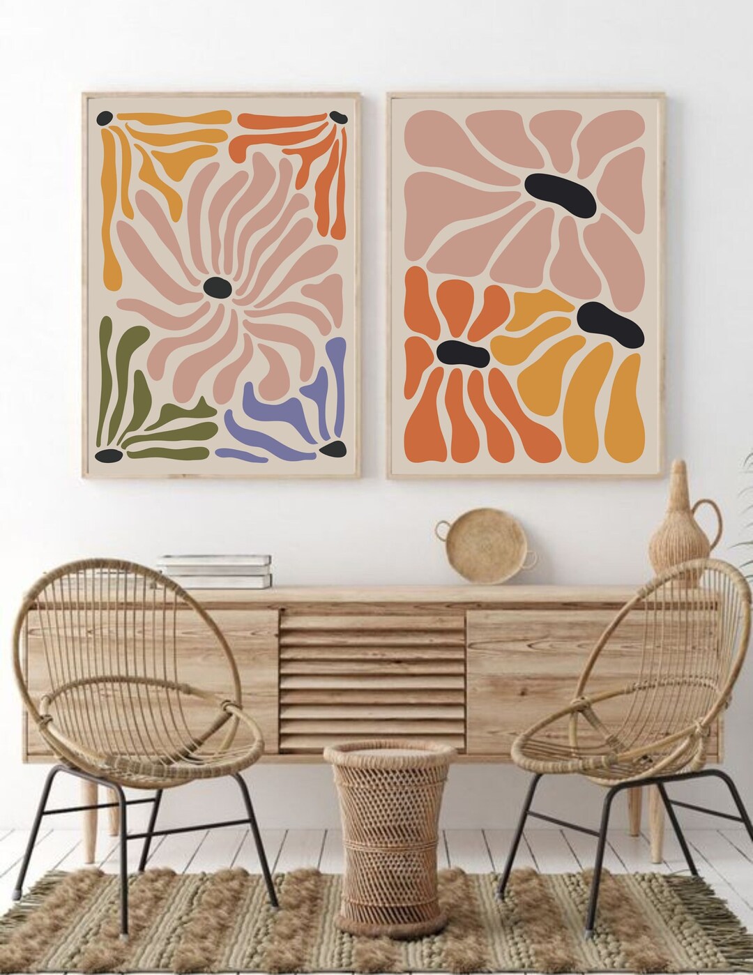 Funky Flower Print Set Trendy Groovy Flowers Flower Market Set ...