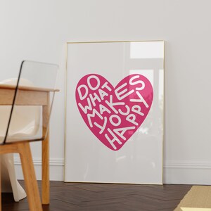 Cute Retro Heart Print Daily Affirmations Pink Wall Art Retro Wall ...
