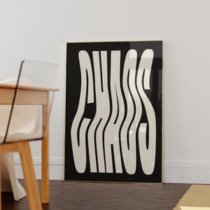 CHAOS Print Digital Wall Art Wavy Print Typography Print Retro Wall Art ...