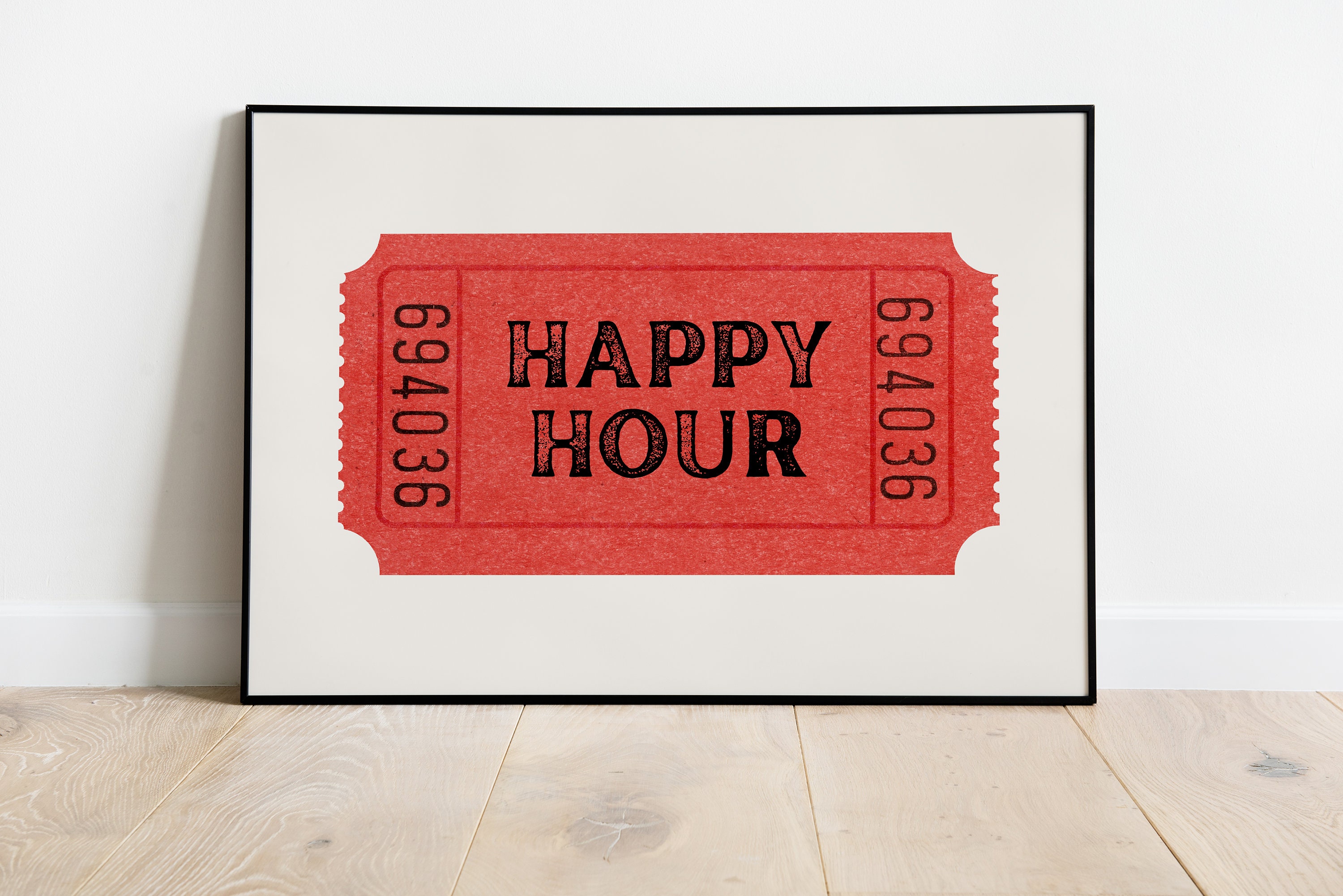 Retro Happy Hour Ticket Print: Trendy Bar Cart Art (digital Download ...