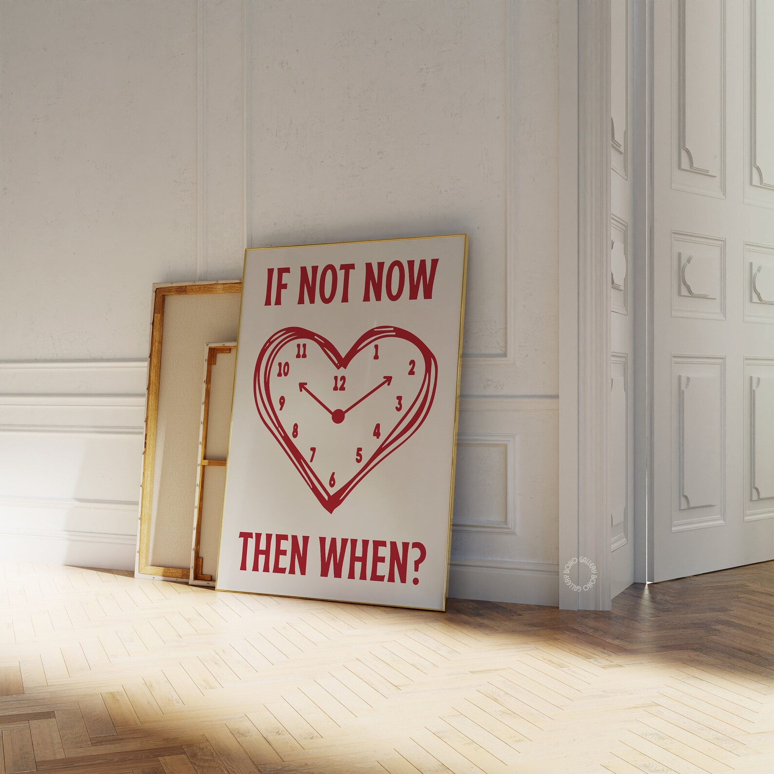 Red Heart Clock Print, Retro Wall Art (digital Download) - Etsy