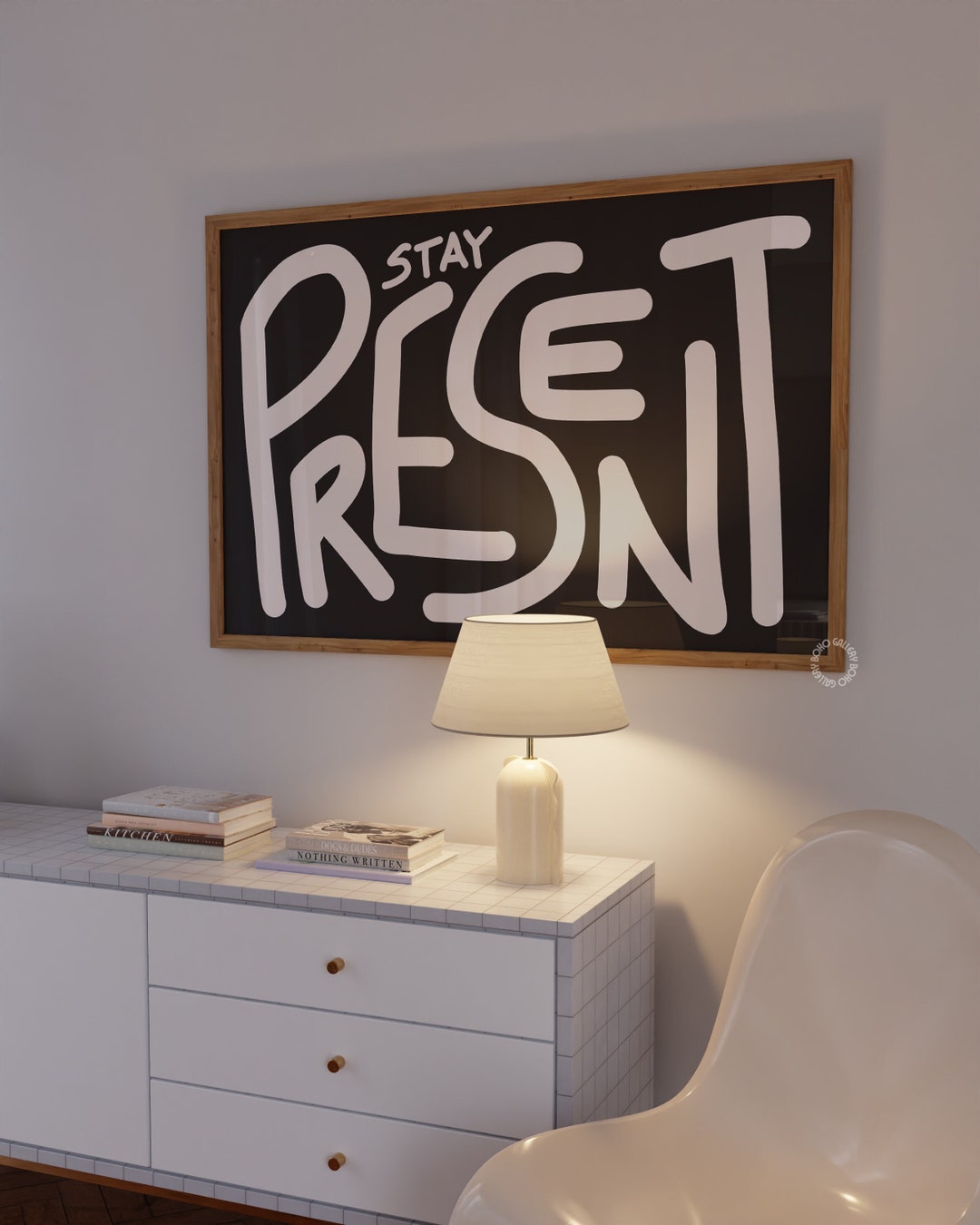 Stay Present Handdrawn Typography Poster, Inspirational & Motivational ...
