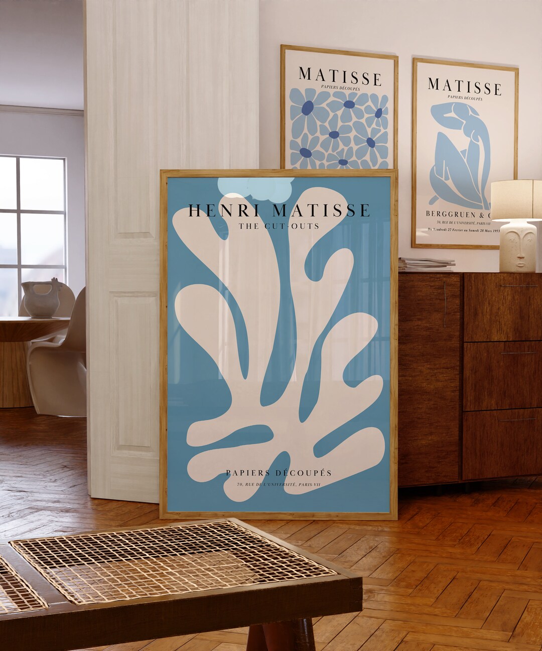 Blue Matisse Print Modern Room Decor Minimalist Wall Art Scandinavian ...