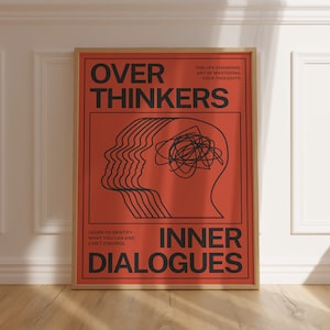 Retro Wall Art Set, Overthinkers Poster, Apartment Decor, Trendy ...
