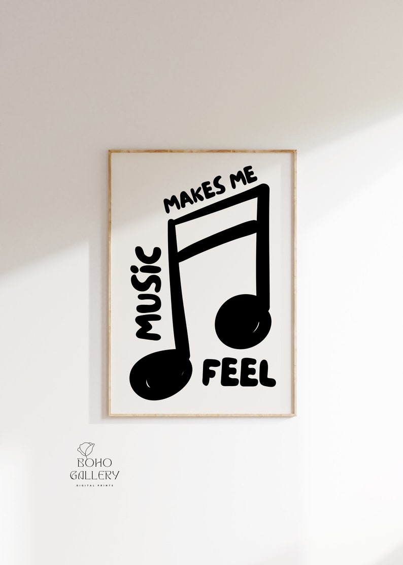 Retro Music Note Print: "music Makes Me Feel" Wall Art (digital ...