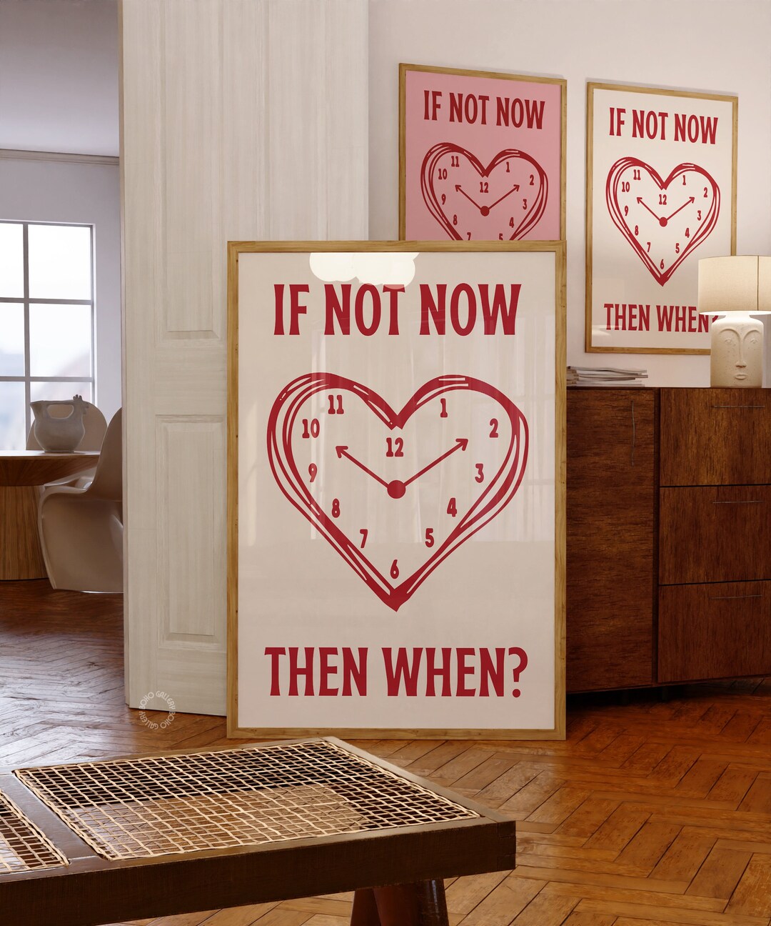 Red Heart Clock Print, Retro Wall Art (digital Download) - Etsy