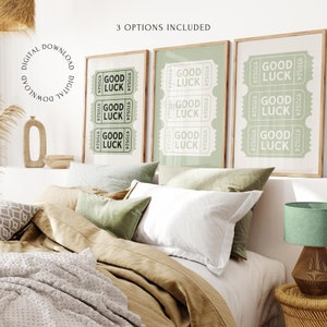 Good Luck Ticket Print: Retro Sage Green Wall Art (digital Download) - Etsy