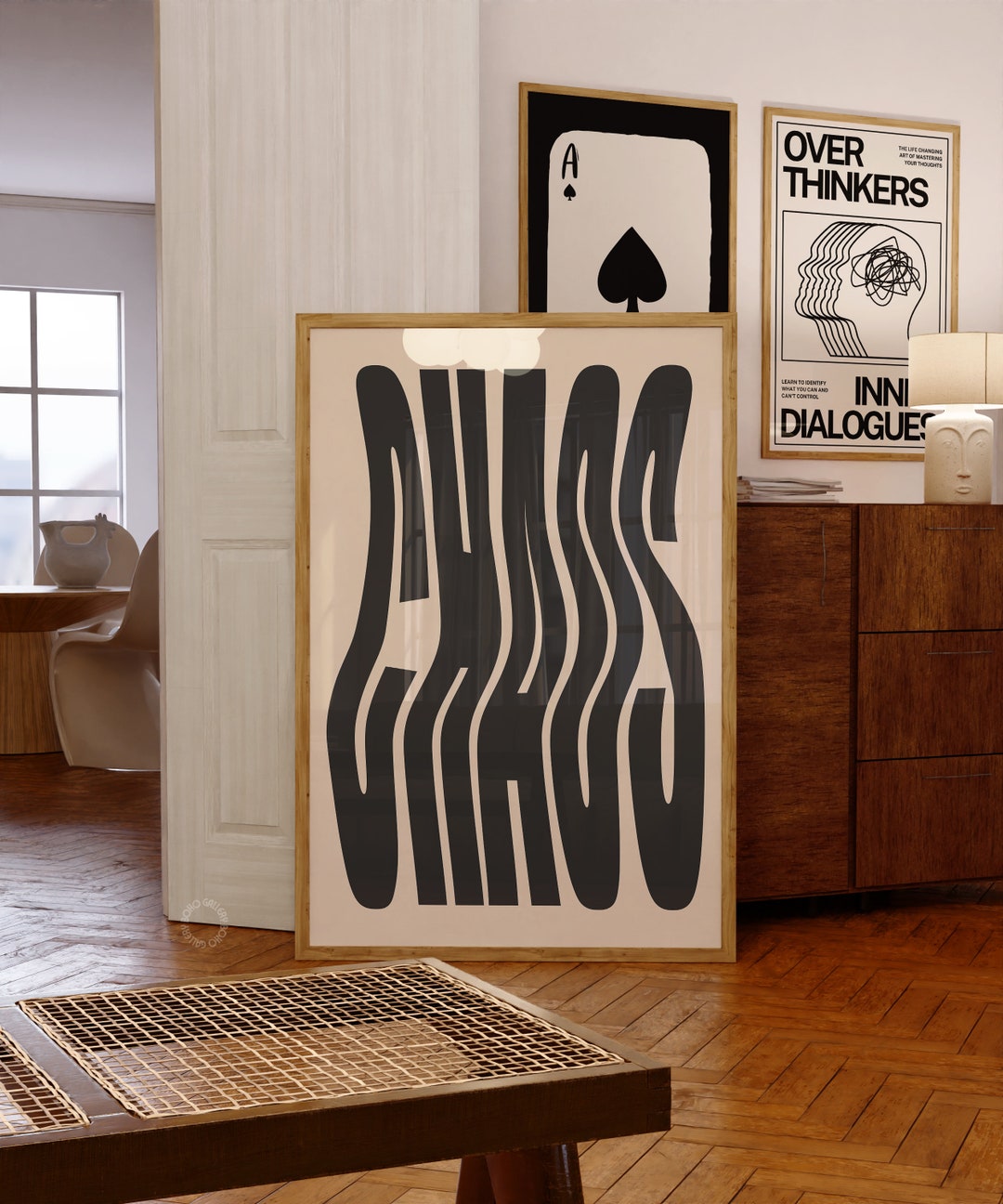 Chaos Print, Black Typography Poster, Minimalist Printable Art, Digital ...