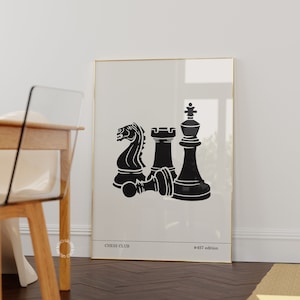 Chess Prints Gallery Wall Set of 2 Vintage Chess Poster Retro Wall Art ...
