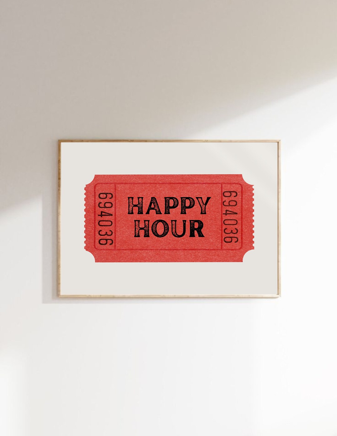 Retro Happy Hour Ticket Print Trendy Wall Art Prints Trendy Printable ...