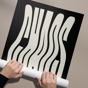 CHAOS Print Digital Wall Art Wavy Print Typography Print Retro Wall Art ...