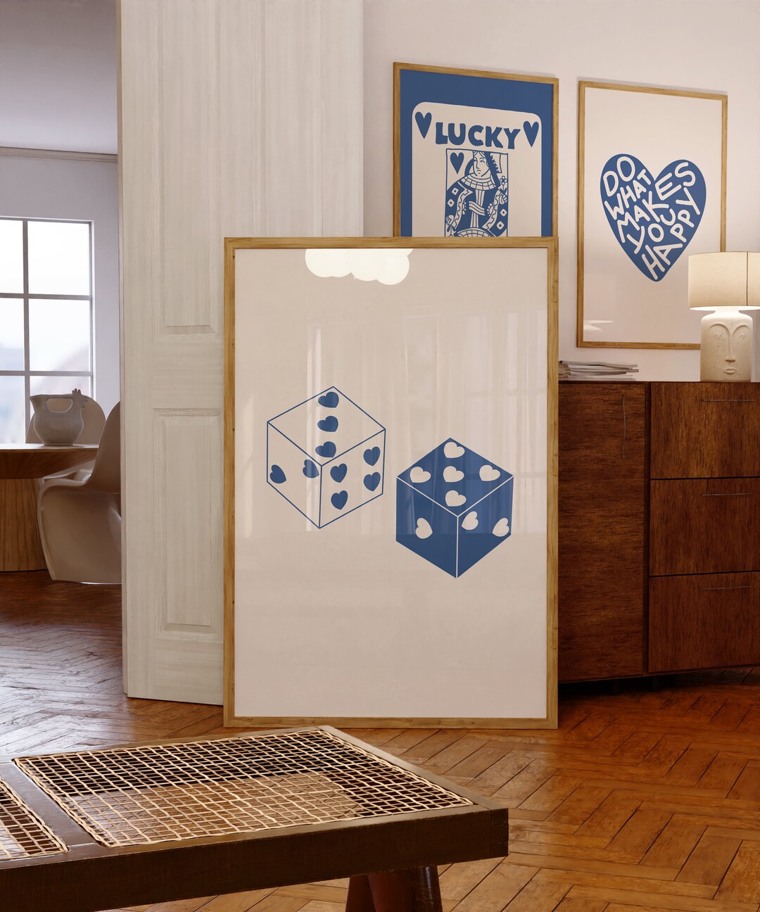 Dice Print Blue Preppy Aesthetic Wall Art Funky Retro Art Print Preppy ...