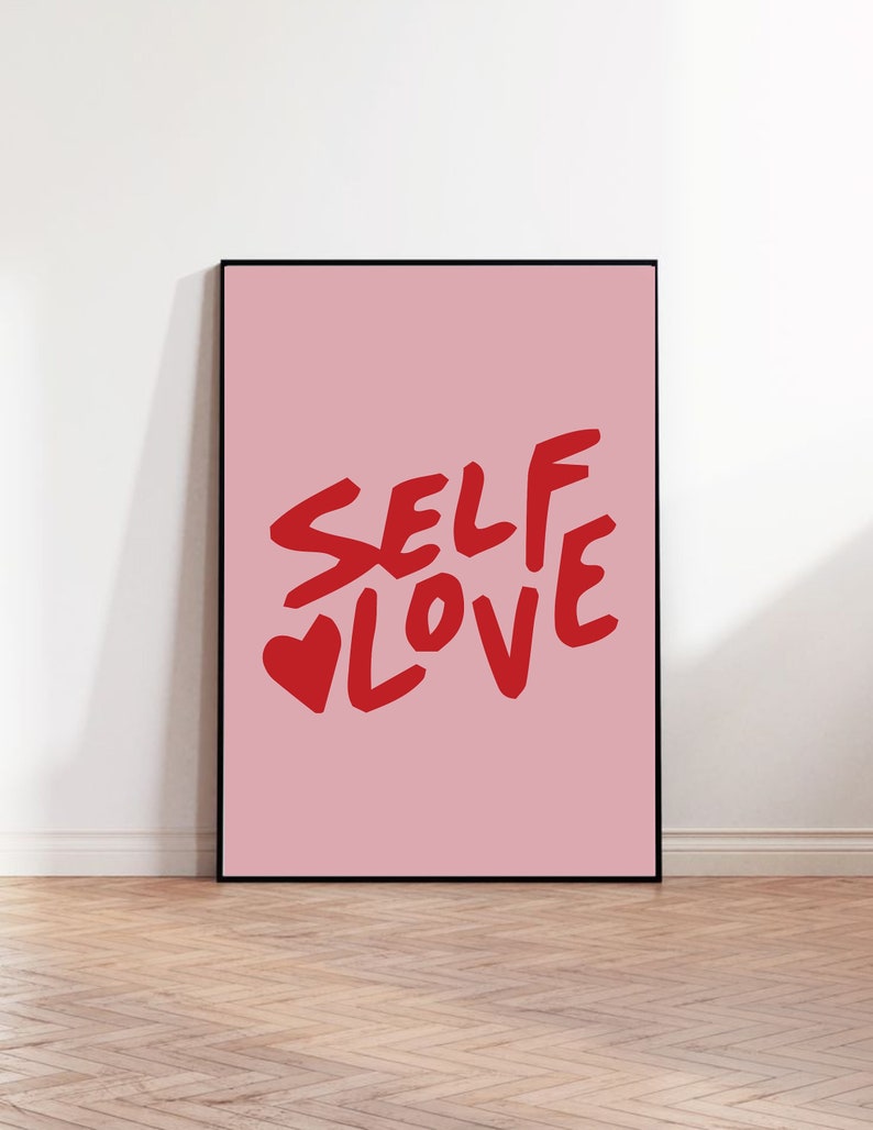 Self Love Print: Pink Retro Wall Art (printable) - Etsy