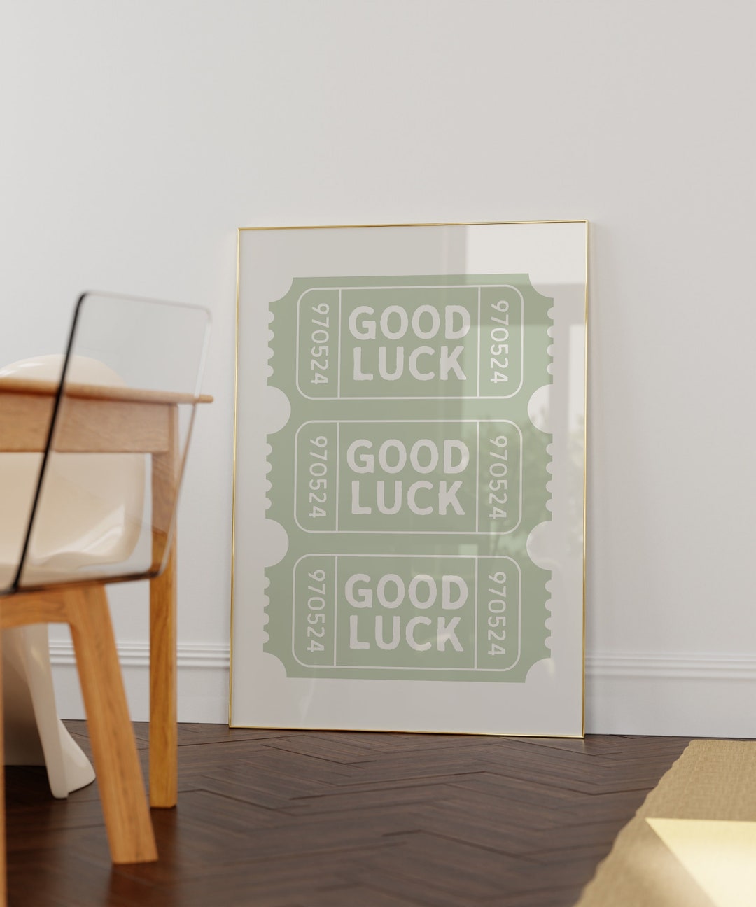Good Luck Sage Green Ticket Print Digital Print Aesthetic Green Room ...