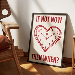 Red Heart Clock Print, Retro Wall Art (digital Download) - Etsy