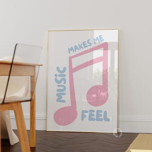 Pink & Blue Music Note Print: Preppy Dorm Decor (digital Download) - Etsy