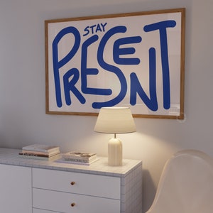 Blue Retro Quote Print, Typography Poster, Retro Wall Art, Trendy ...