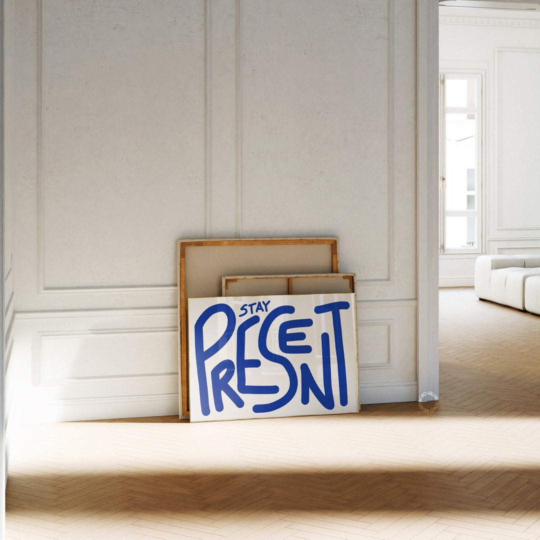 Blue Retro Quote Print, Typography Poster, Retro Wall Art, Trendy ...