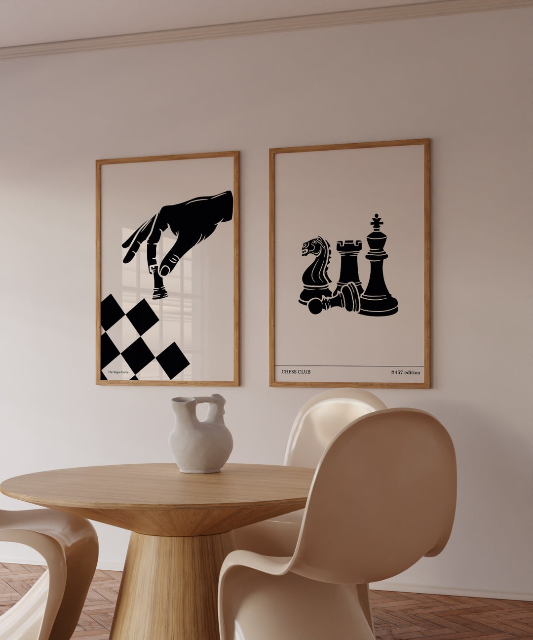 Chess Prints Gallery Wall Set of 2 Vintage Chess Poster Retro - Etsy