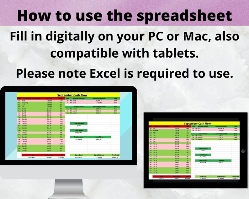 Monthly Cashflow Budget Tracker Excel Spreadsheet. Expenditure & Asset ...