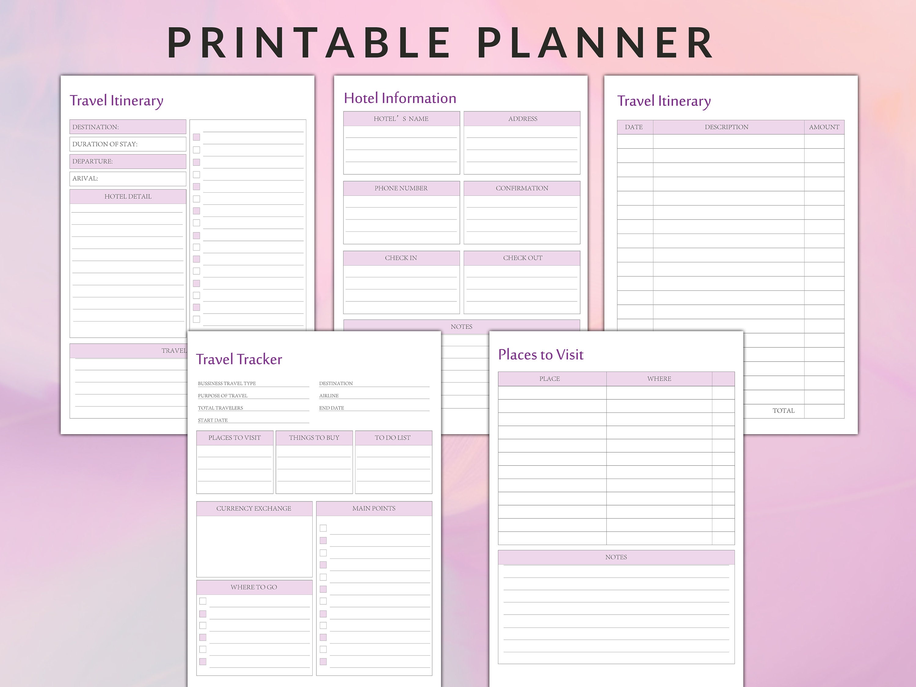Travel Packing List Travel Itinerary Travel Planner - Etsy